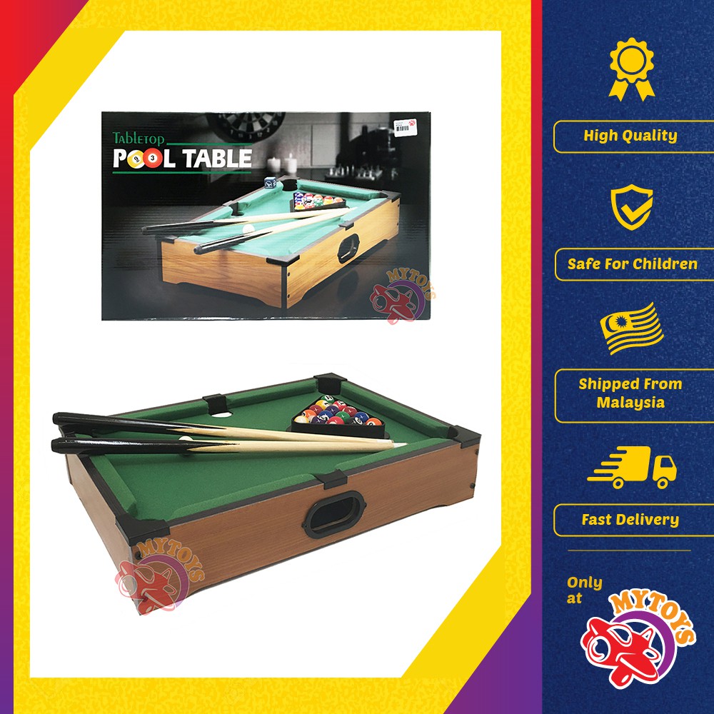 Portable Mini Wooden Pool Table Top Stick Cue Ball Game Set Indoor ...