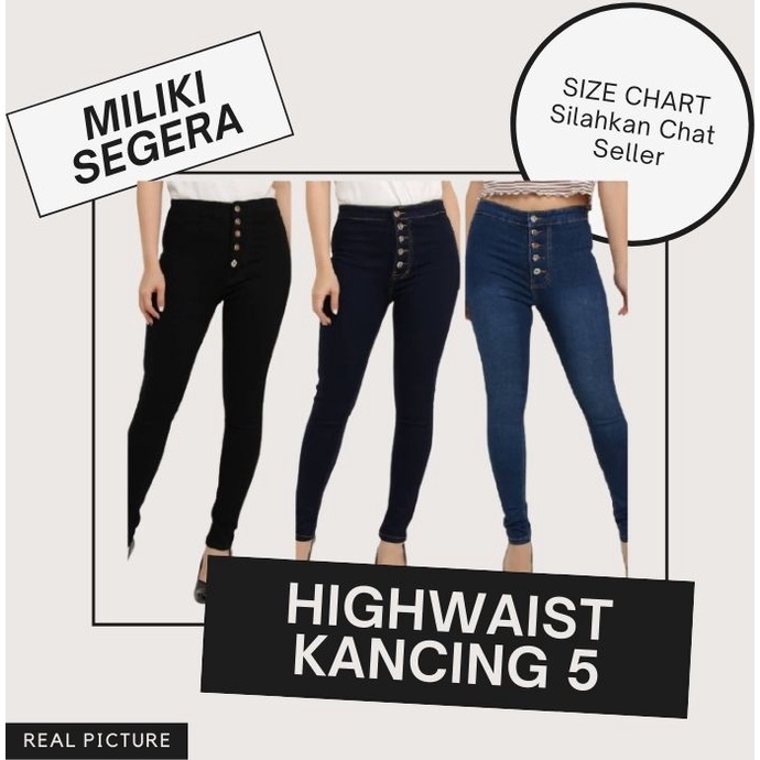 Plain 5-button HIGHWAIST JEANS/Women's 5-button SKINNY JEANS/ 5-button ...