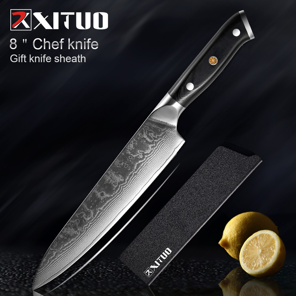XITUO 67 Layers Damascus 8 inch Japanese Kitchen Chef knife Gyoto with ...
