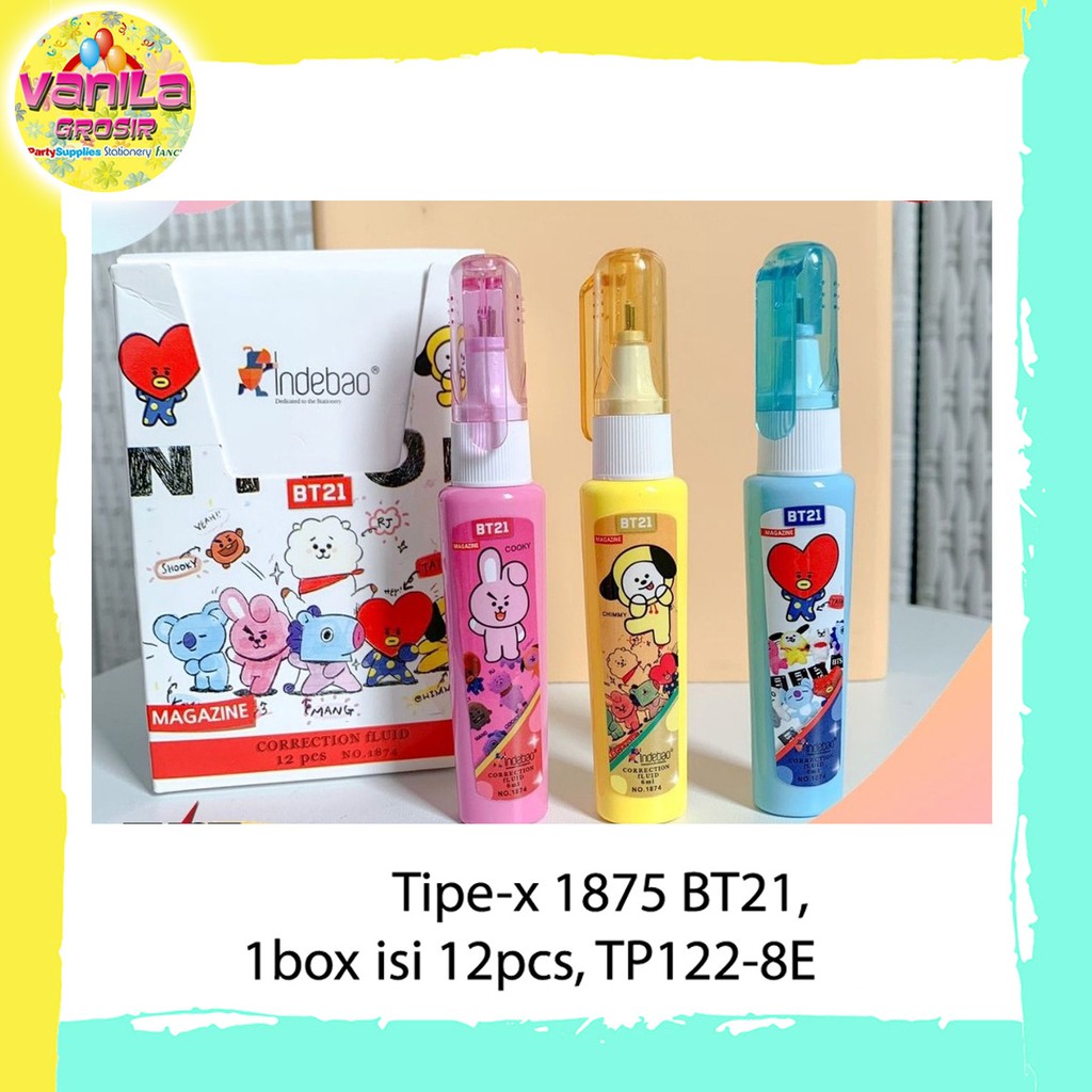 (1 Box Contains 12Pcs) Type x Liquid Character BT21, Liquid pen Eraser, Type x Character BT21 ...