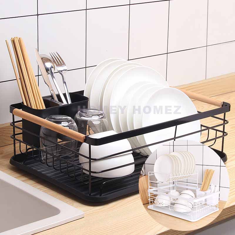 2LayerJapanese Style Minimalist Double Layer Dish Rack Dish Drainer Multipurpose Drain Water ...