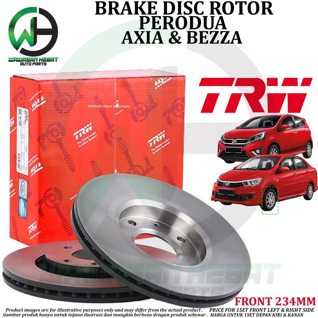 Perodua Axia & Bezza Front Brake Disc Rotor TRW [ 1Pair ] [ Original ...