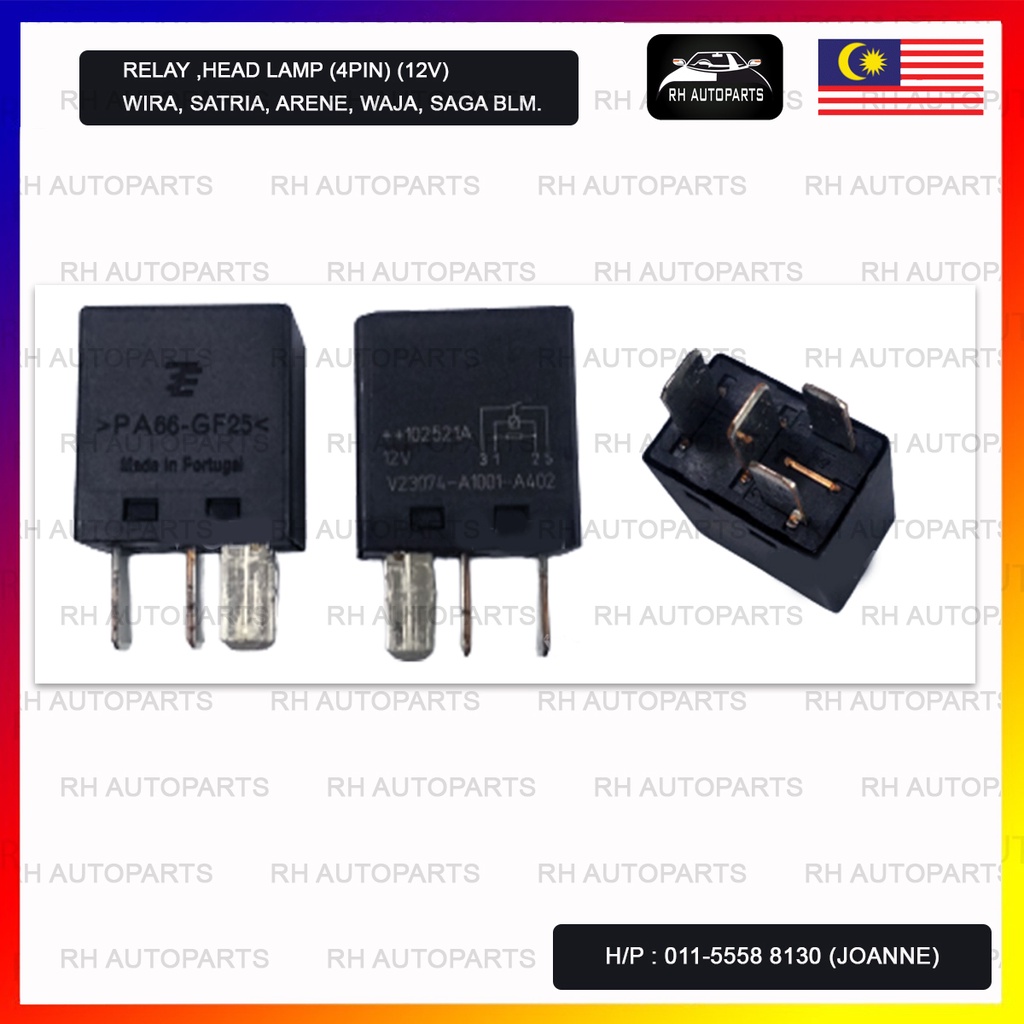 Proton Wira Satria Arena Waja Saga BLM FLX Relay Head Lamp Relay 4pin ...