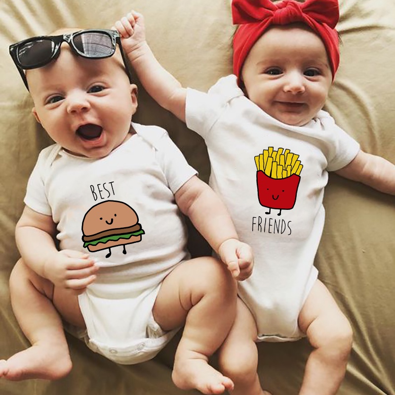 Hamburg Chips BEST FRIENDS BBF Baby Romper Cartoon Cute Baby Cotton One ...