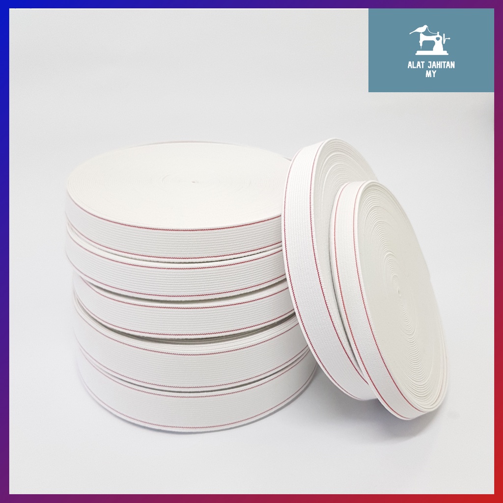 Polyester Elastic Band/Red Line Elastic (4rolls/pack) | Getah Tali ...