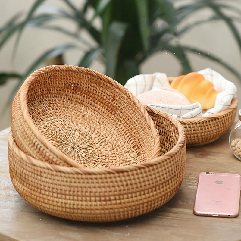 Round Rattan Basket Bakul Rotan Vietnam Wicker Rattan Storage Basket ...