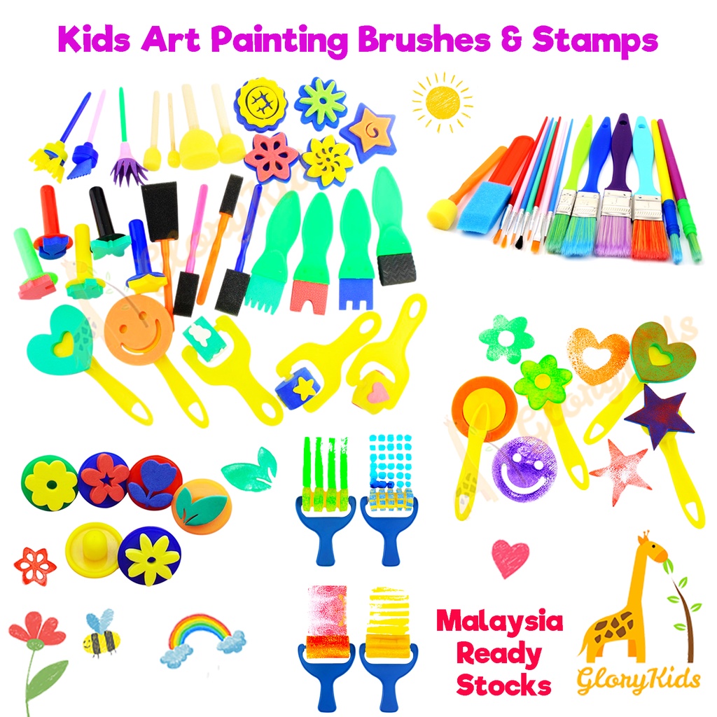 Kids Painting Set Washable Paint Brushes Kids Drawing Tools Educational ...