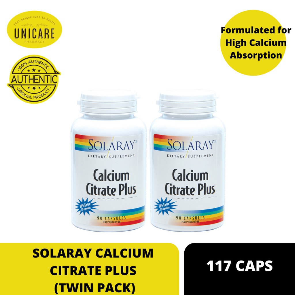 SOLARAY CALCIUM CITRATE PLUS 117'S (TWIN PACK) - For bone and joint ...