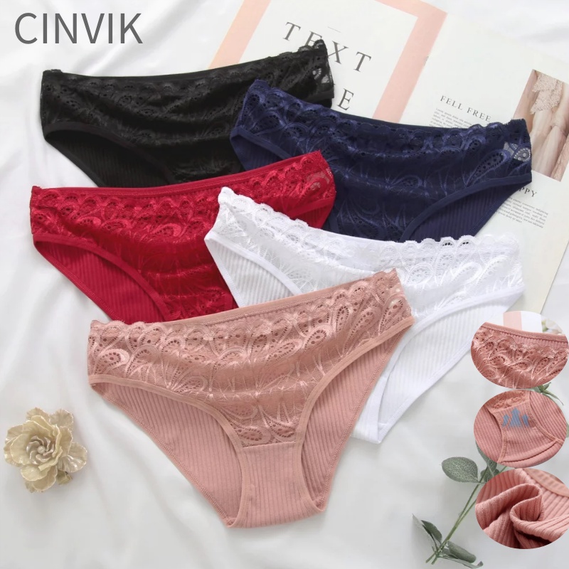 Cinvik Women Panties Cotton Spender Wanita Seluar Dalam Perempuan Lace