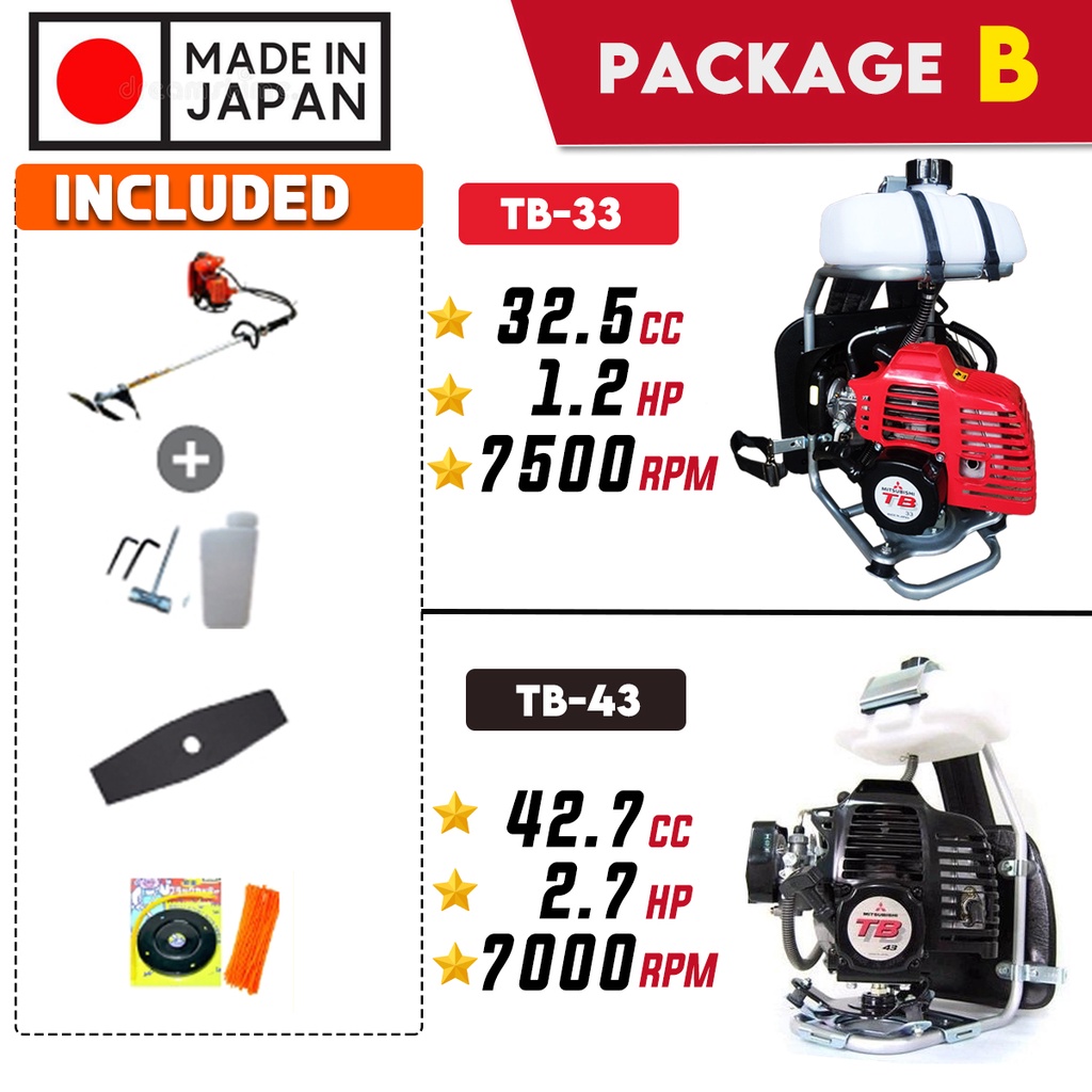 MITSUBISHI TB33 TB-33 33cc / TB43 TB-43 43CC Brush Cutter / Grass Cutter / Grass Trimmer (MADE ...