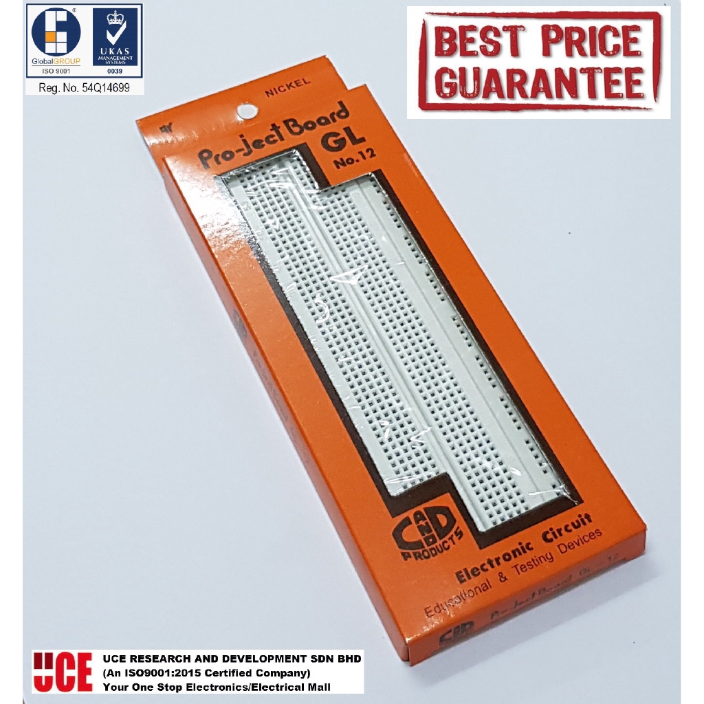 BREADBOARD SOLDERLESS BREADBOARD / PROJECT BOARD 840 TIE POINTS GL-12 ...