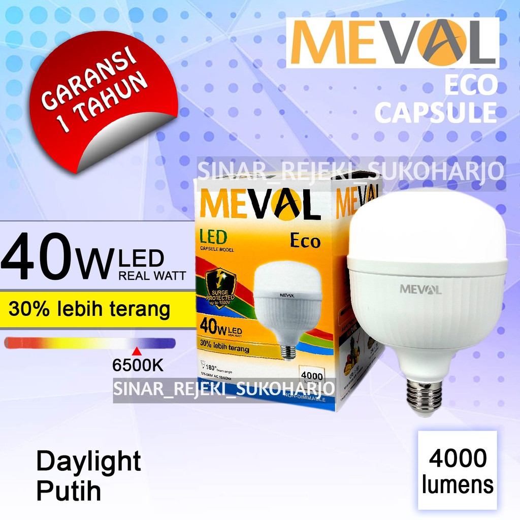 MEVAL Eco LED Capsule Light 40W White | Shopee Malaysia