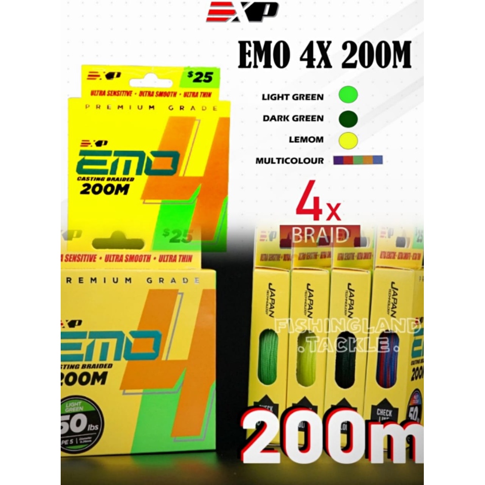 EXP EMO 4 SULAM X 200m Casting Braided Fishing Line Ultra Sensitive ...