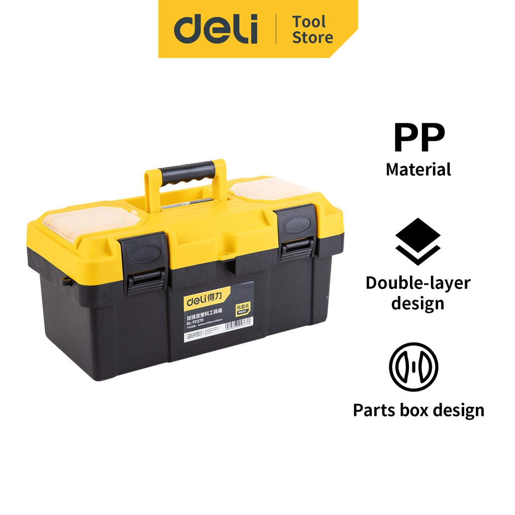 Deli Tools Tool Boxes 17" PP Material Double-Layer Design DL-TC270 ...