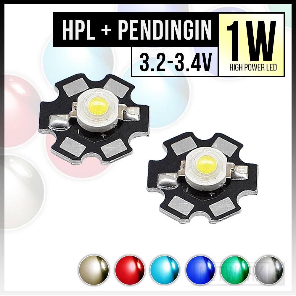 HIJAU PUTIH High POWER LED HPL HEATSINK PCB COOLING 1 WATT 1W 3 VOLT ...
