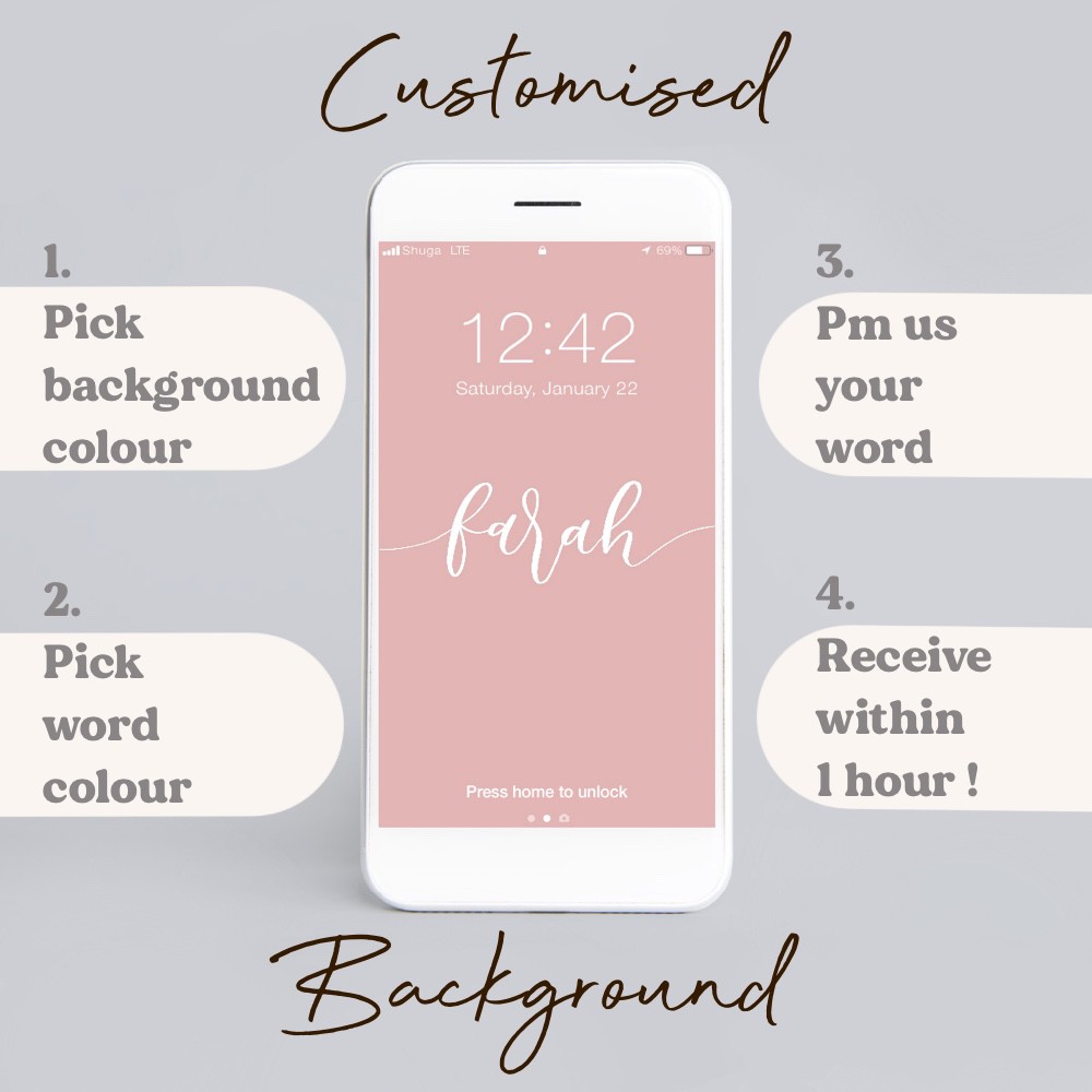 Custom Name Phone Wallpaper Background | Personalized word | Digital ...