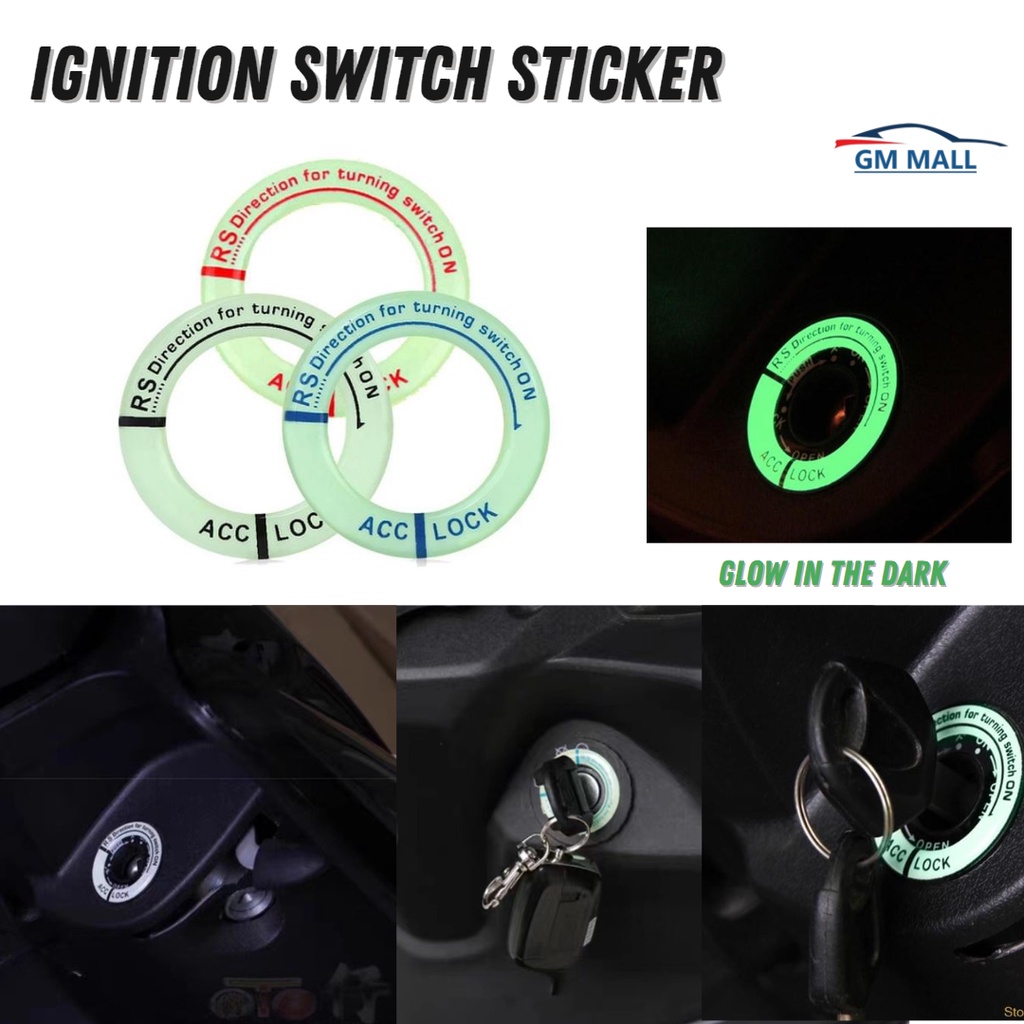 CAR IGNITION SWITCH STICKER Key Start Hole Cover Glow in the Dark ...