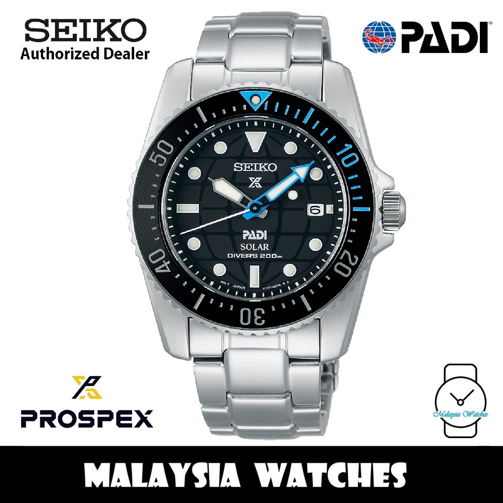 Seiko SNE575P1 Prospex PADI Compact Solar Scuba Diver Solar Power ...