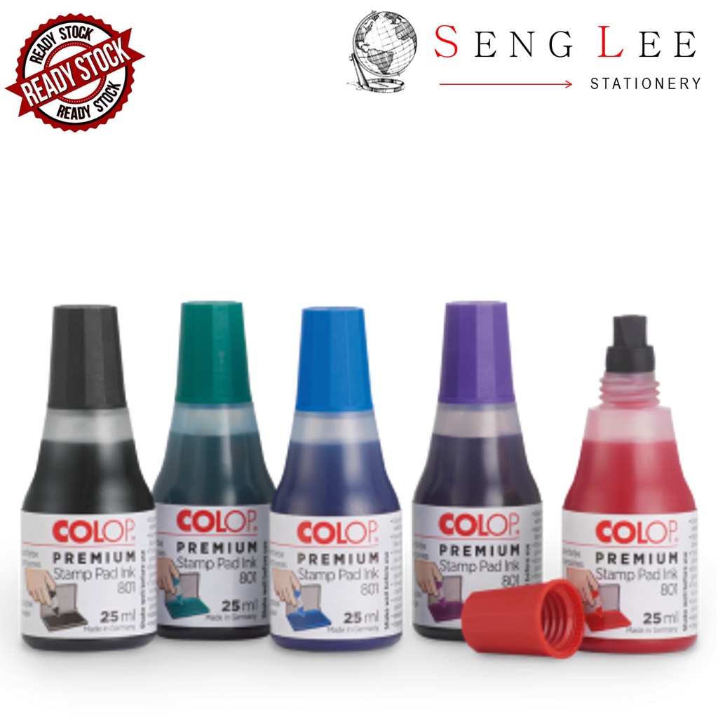 COLOP Stamp Pad Ink 25ml (Blue / Black / Red / Green / Purple) | Shopee ...