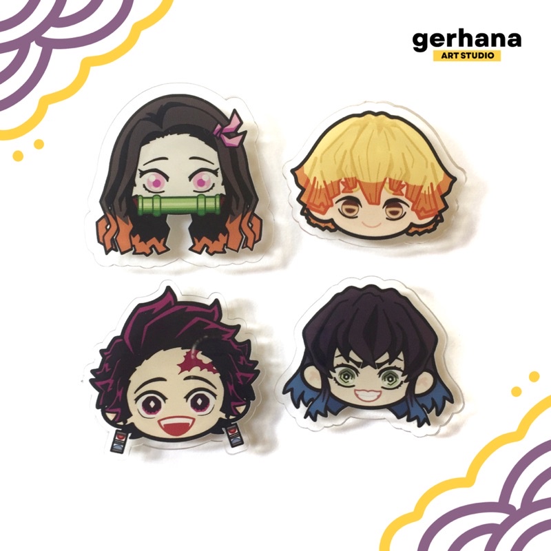 Demon Slayer Acrylic Phone Grip | Tanjiro Nezuko Inosuke Zenitsu ...