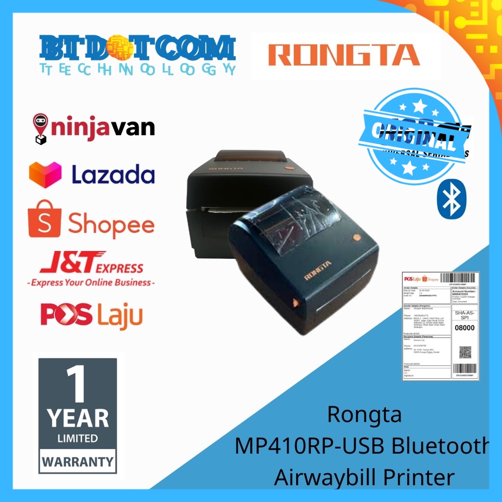 BTDC RongTa MP410RP-UB Barcode Airway AWB A6 Shopee label Printer ...