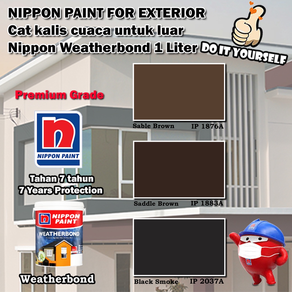 Nippon Paint Weatherbond Exterior collection 1 Liter Sable Brown 1876A ...