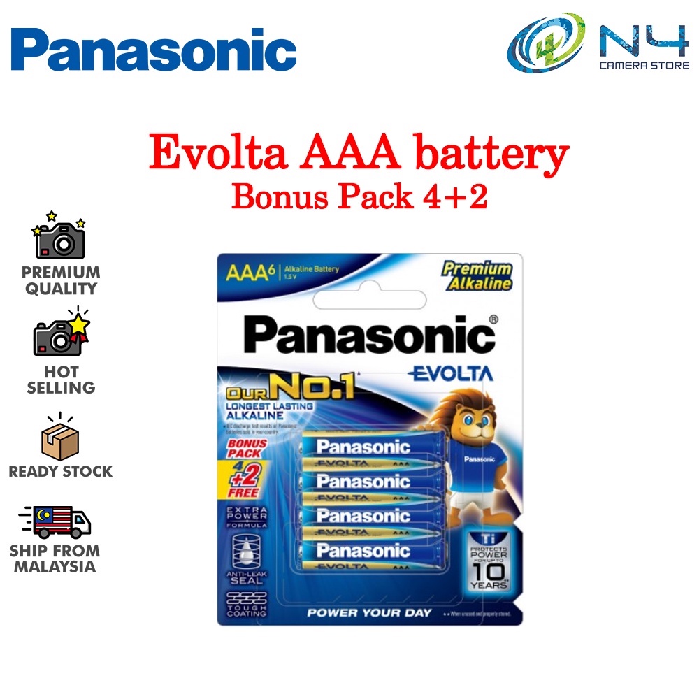 Panasonic Evolta 1.5V AAA Alkaline Battery (4+2) [Extra Free Bonus Pack] (Expired Date 02-2033 ...
