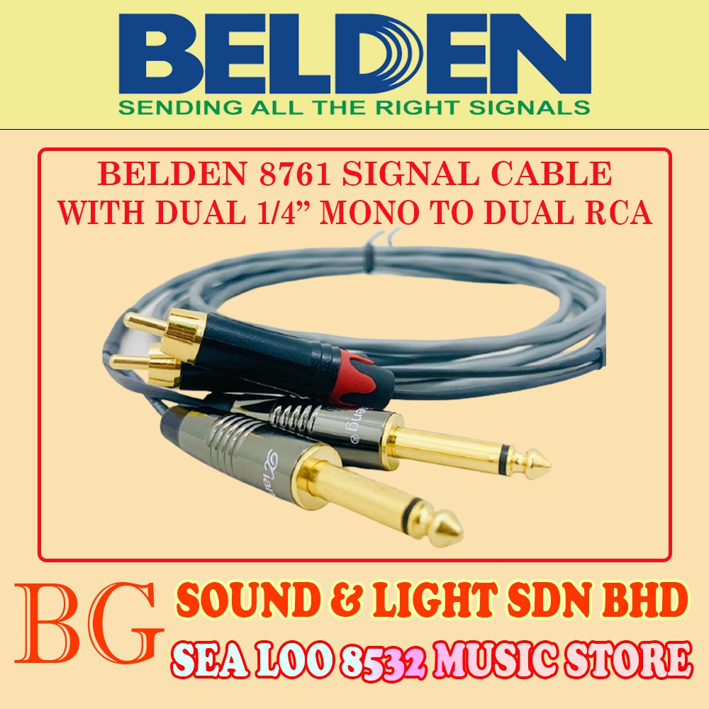BELDEN 8761 SIGNAL CABLE WITH DUAL 1/4" MONO TO DUAL RCA PLUG | Shopee ...