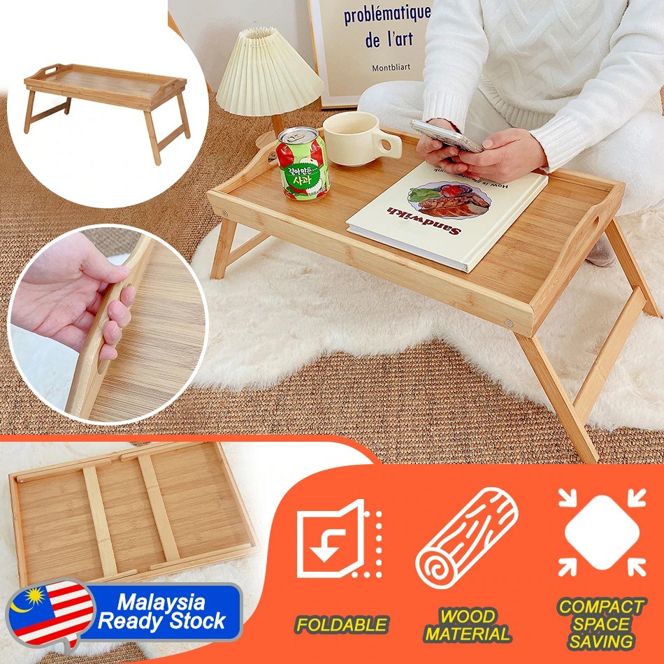 Tollo_regina WOODEN BAMBOO PALLET Foldable Lazy Table / Meja Lipat Kayu ...