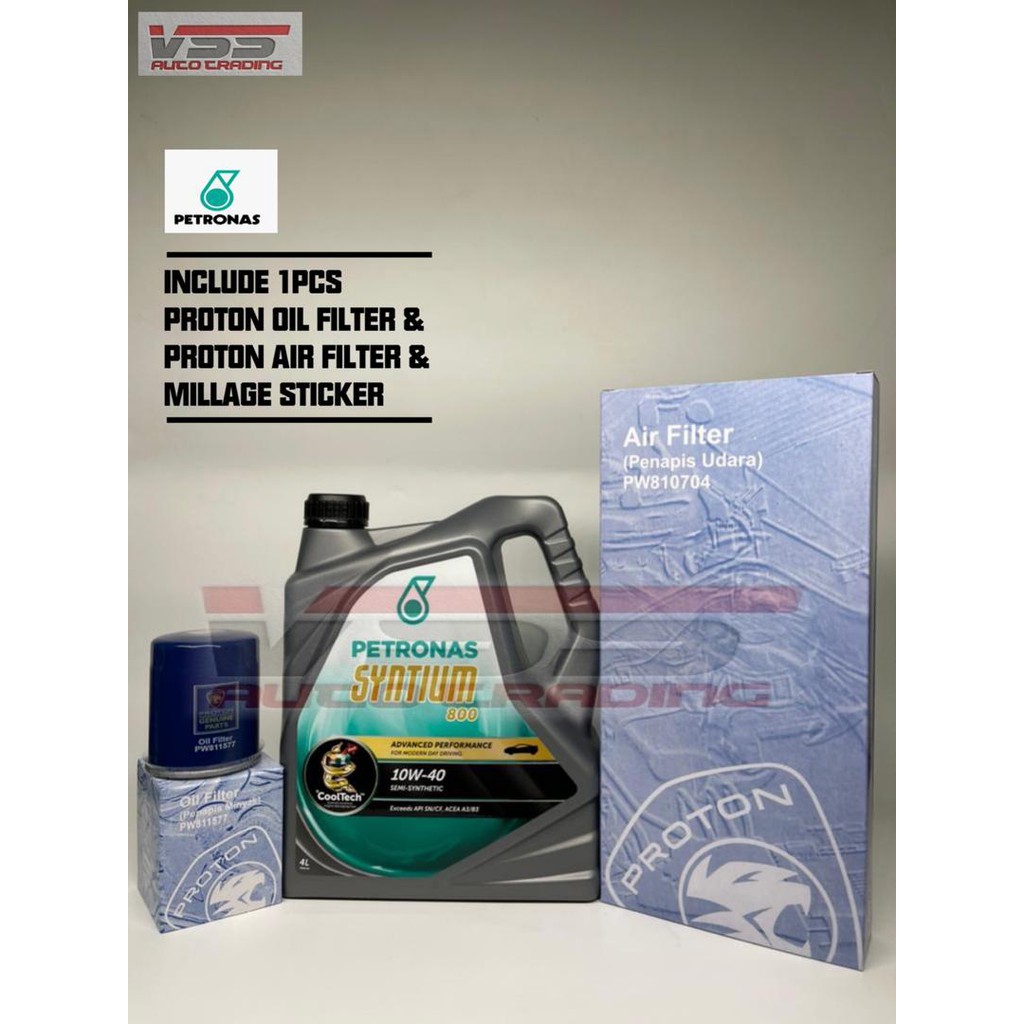 Petronas Syntium 800 10W40 Semi Synthetic SN/CF Engine Oil 4L + Proton ...