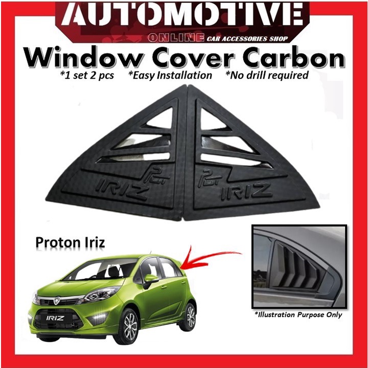 Proton Iriz Rear Window Side Louver Cover-Carbon | Shopee Malaysia