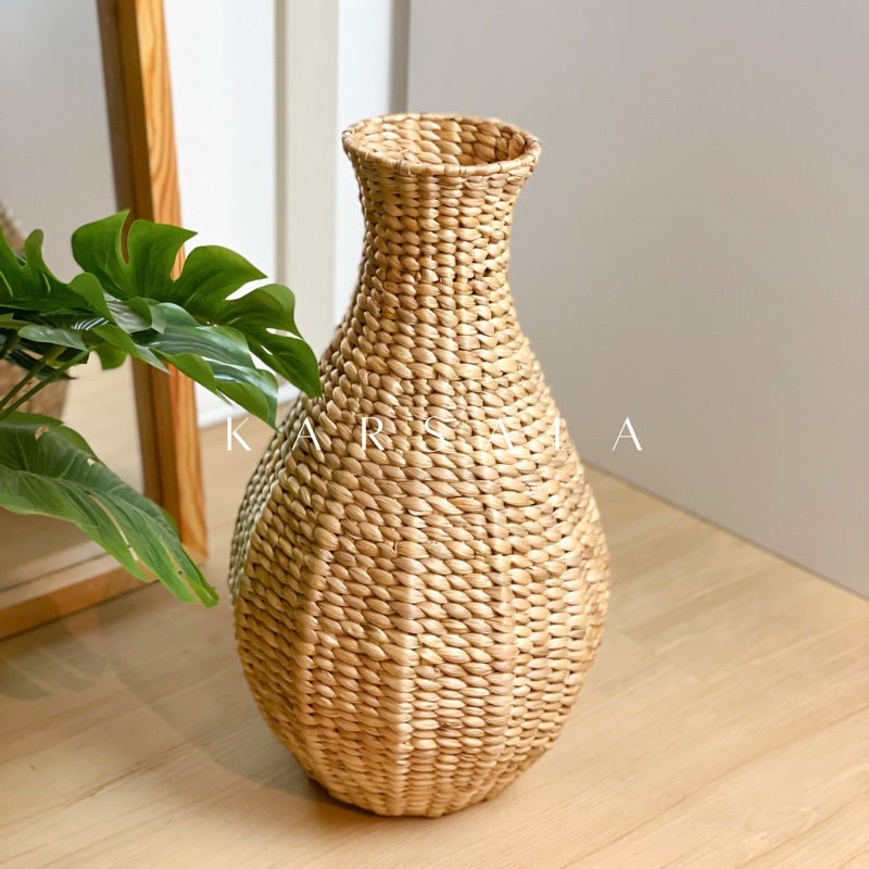 Adara Vase | Woven Water Hyacinth | Iron Frame Water Jar | Shopee Malaysia