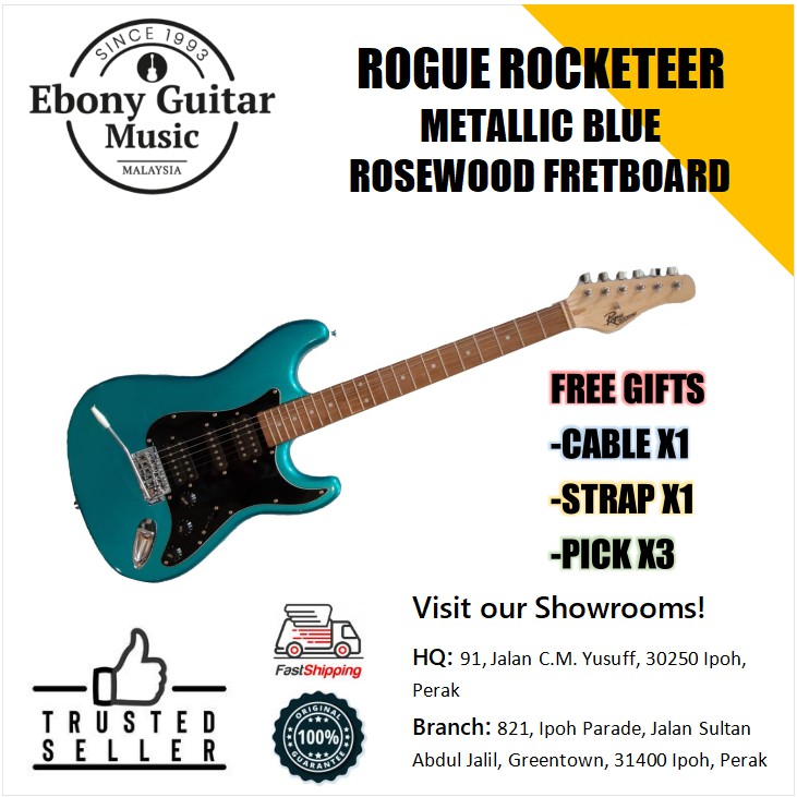 ROGUE ROCKETEER Professional Electric Guitar,Metallic blue | Shopee ...