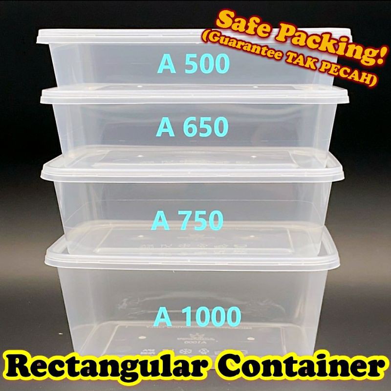 Container Panjang 500ml 650ml 750ml & 1000ml / Rectangular Container ...