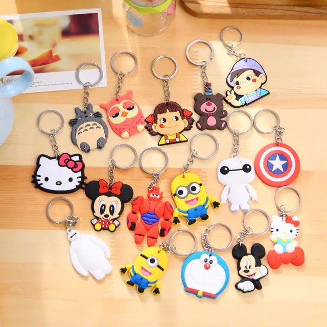PVC Cartoon Disney Keychain Minions Doraemon Hellokitty Mickey Key ...