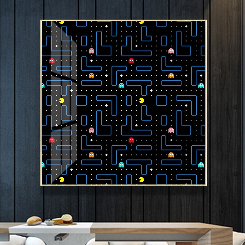 Classic Pacman Indie Aesthetic Arcade Game Abstract Canvas Painting ...