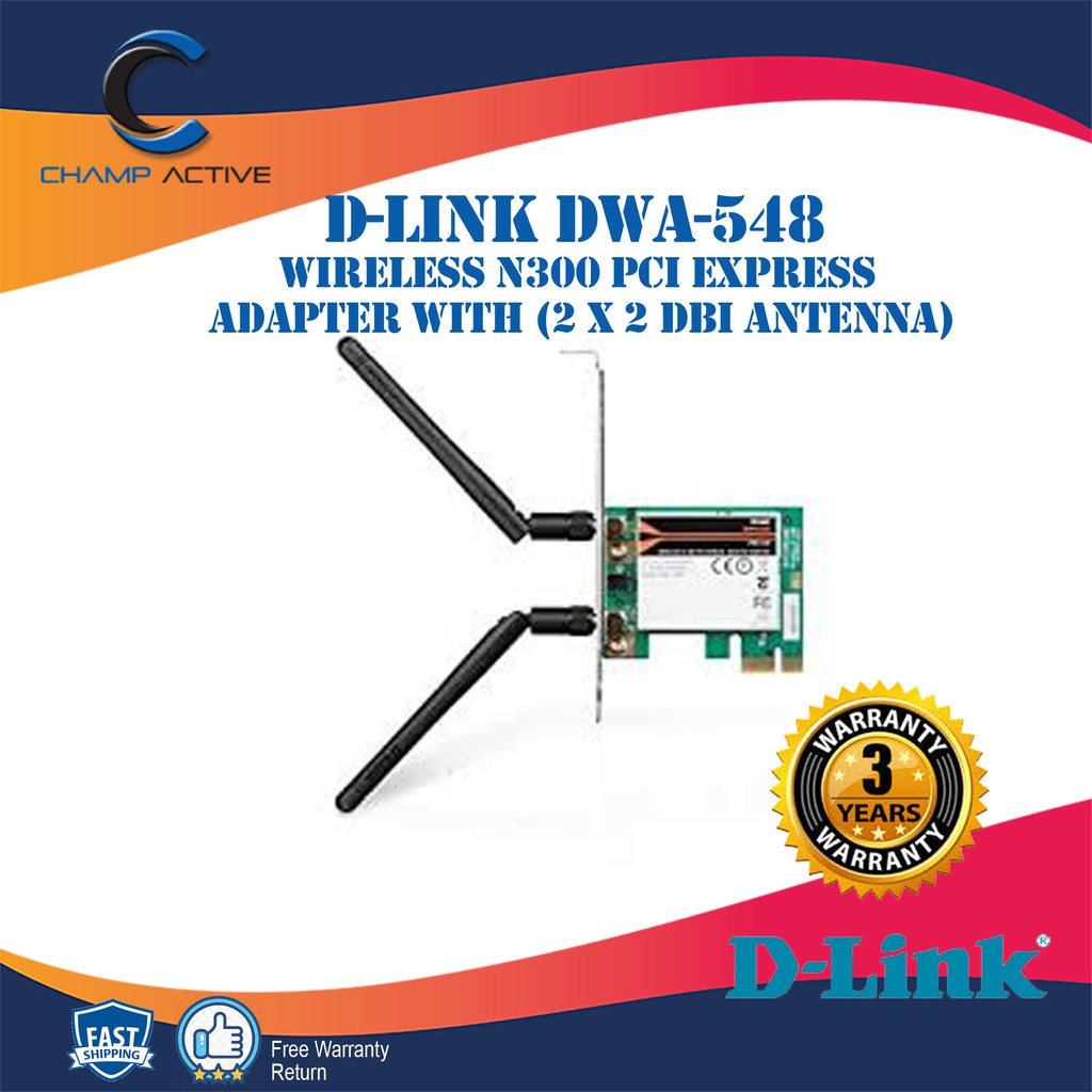 D-LINK DWA-548 (Promo) Wireless N300 PCI Express Adapter with (2 x 2 ...