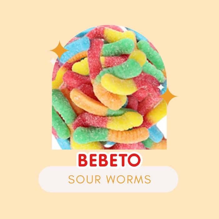 BEBETO Sour Worms NEW PRODUCT +-100g Repack Gummy Candy (HALAL ...