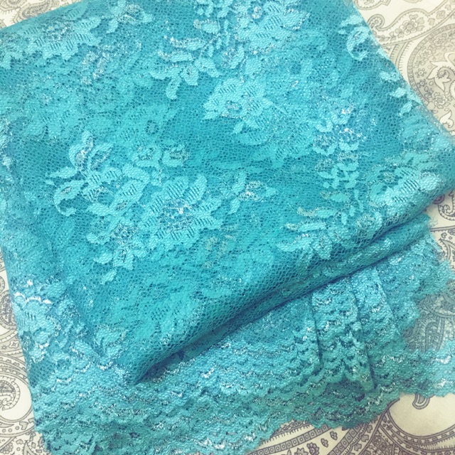 🔥clearance sale🔥kain lace sepasang 4 meter color biru silver | Shopee ...