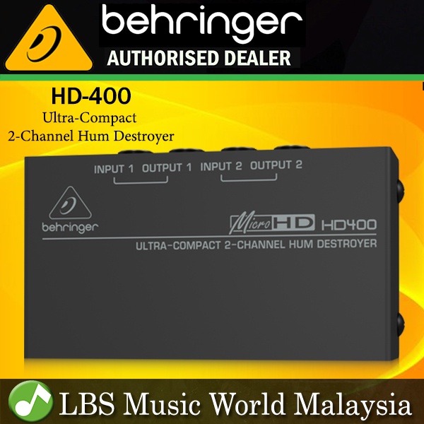 Behringer HD-400 MicroHD Ultra Compact 2 Channel Hum Eliminators Destroyer Direct Box (HD400 HD ...