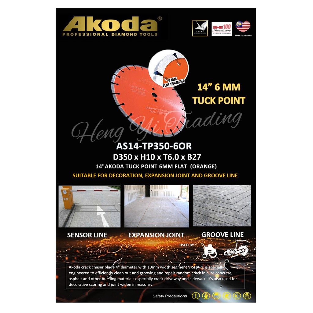 14" AKODA TUCK POINT FLAT 6MM ORANGE ( AS14-TP350-6OR ) | Shopee Malaysia