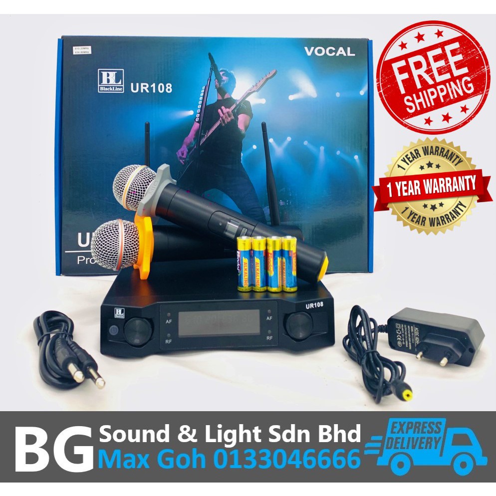 Blackline UR108 Dual Wireless Handheld/Bodypack Microphone System Set(2 ...