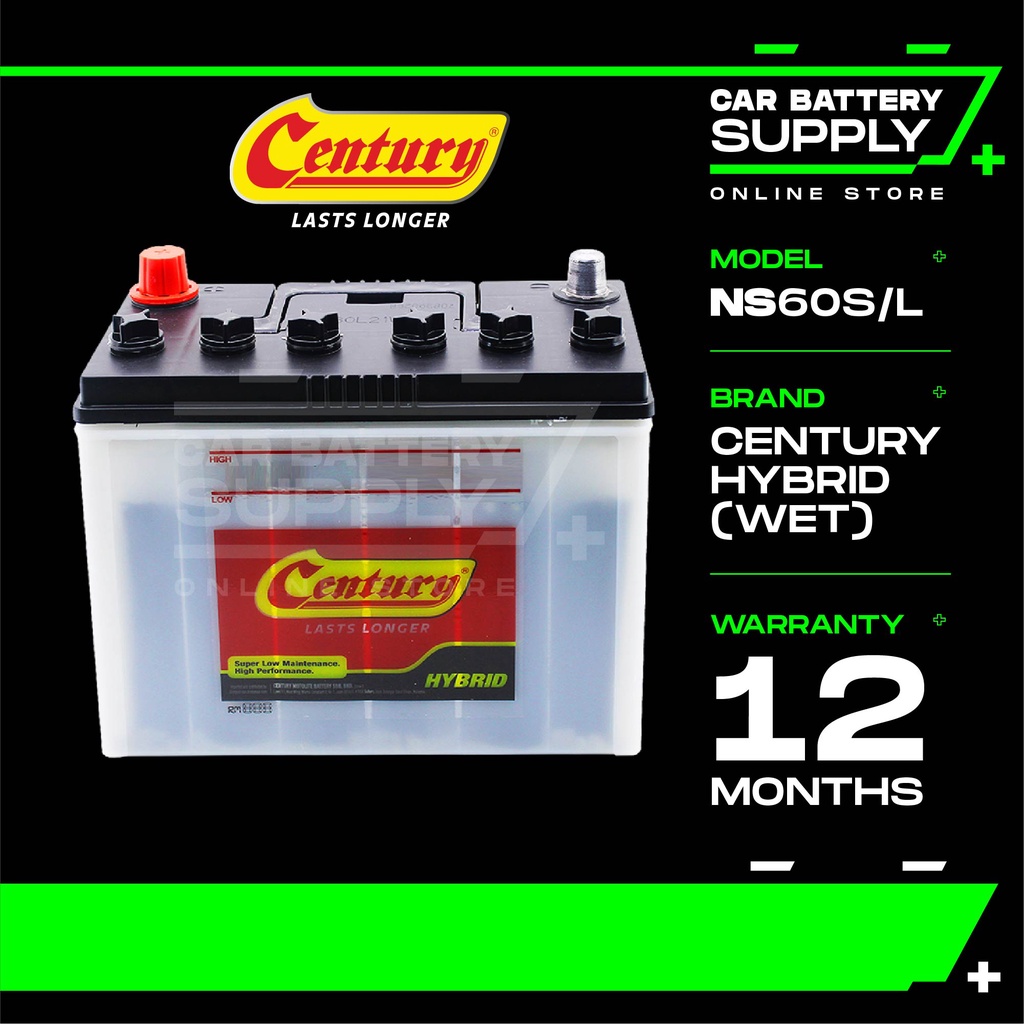 NS60L | NS60S | NS60LS | NS60 | CENTURY HYBRID WET | Bateri Kereta Car Battery | Saga Wira Waja ...