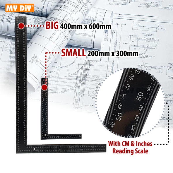 DIY Online4u - Black Try Square Ruler Angle Ruler L Shape Ruler Sesiku ...