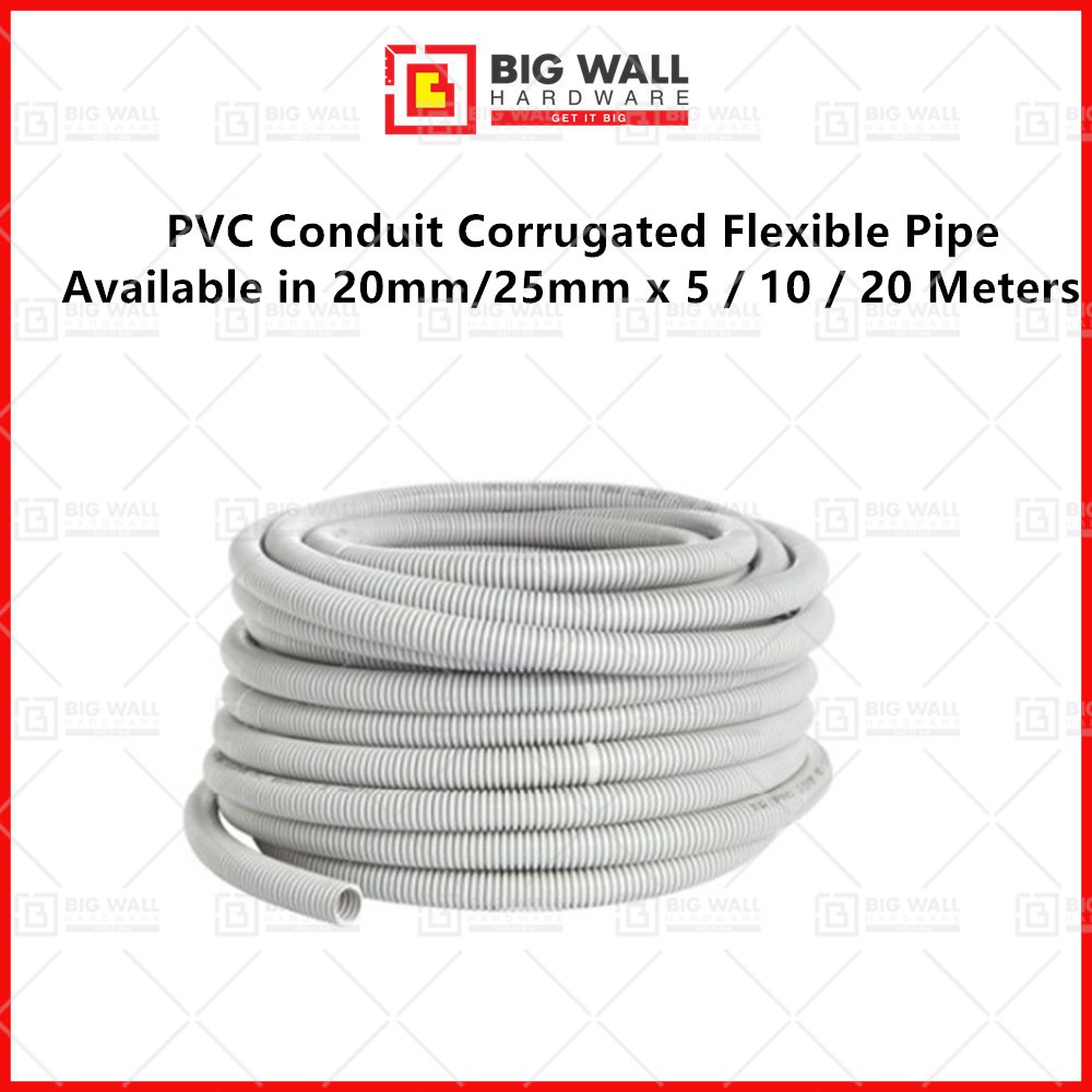 5 / 10 / 20 Meters x [20mm/25mm] PVC Conduit Corrugated Flexible Pipe ...
