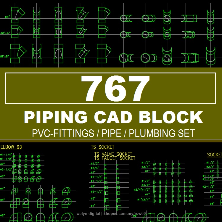 Autodesk | AutoCad 2025 | 915 Piping / Plumbing CAD BLOCK MATERIALS for ...