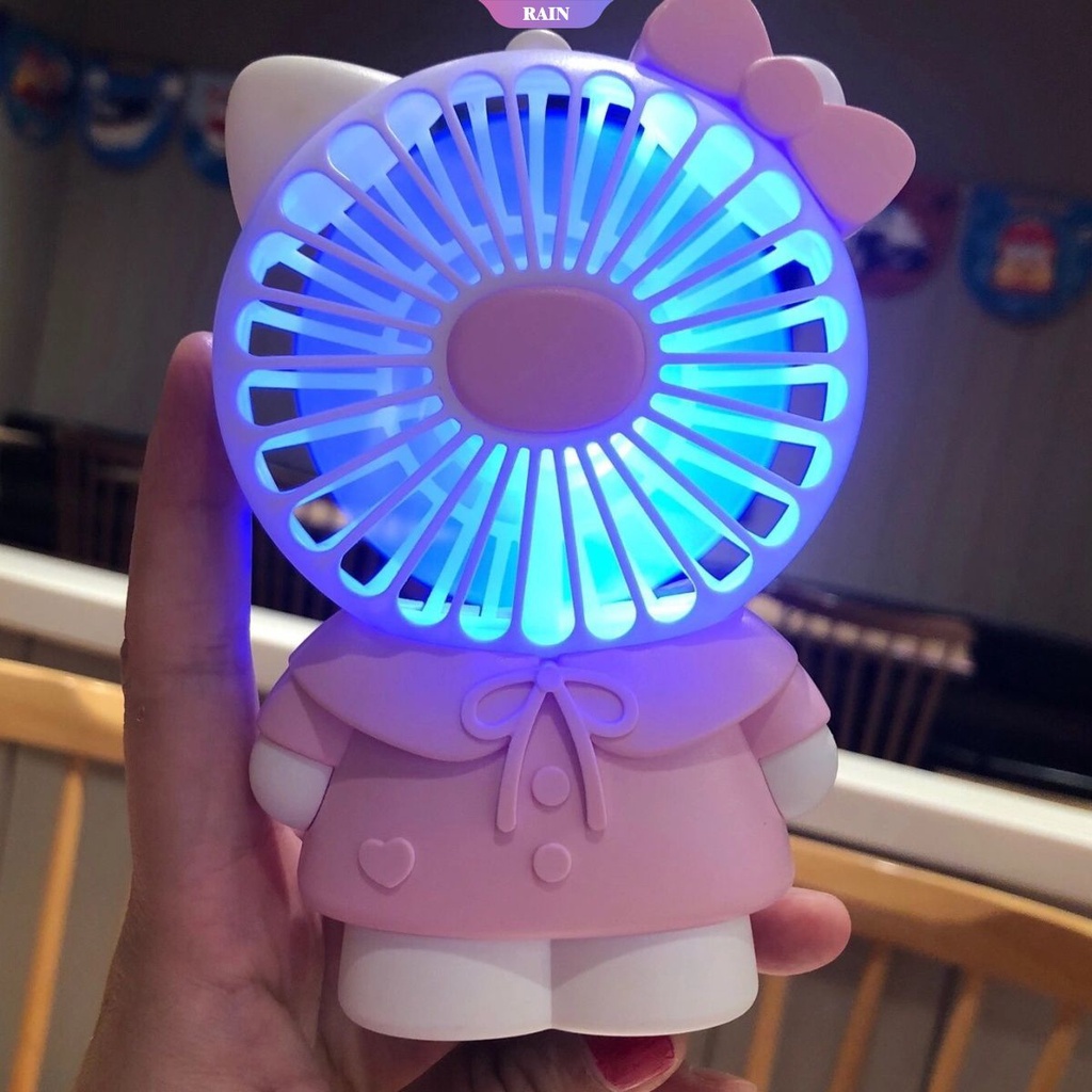 Kawai Hello Kitty Summer Mini Portable Fan USB Rechargeable Night Light ...