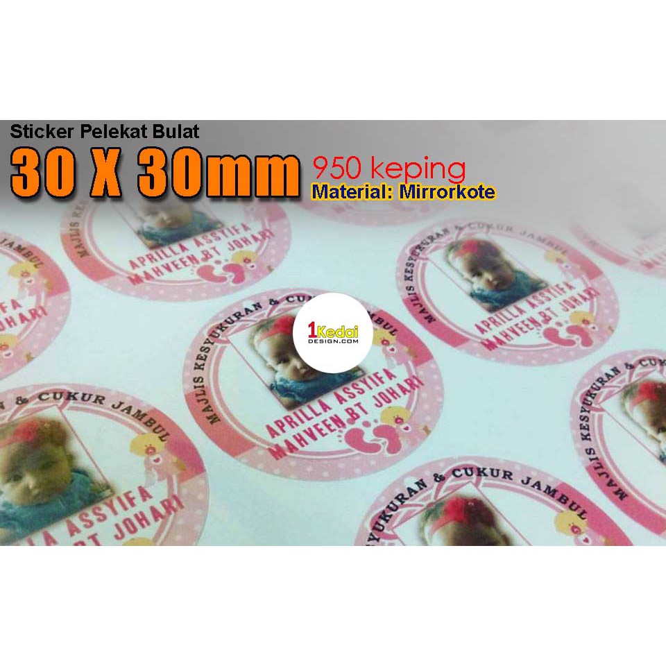Pelekat Sticker Bulat Saiz 30 X 30 mm 950 pcs | Shopee Malaysia