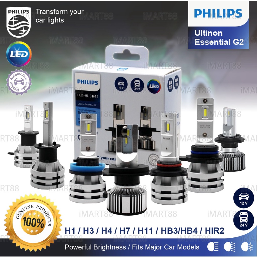 Philips Ultinon Essential LED G2 H1 H4 H7 HB3 4 HIR2 H8 H9 H11 H16 H3 Headlight Bulb Fog Head ...