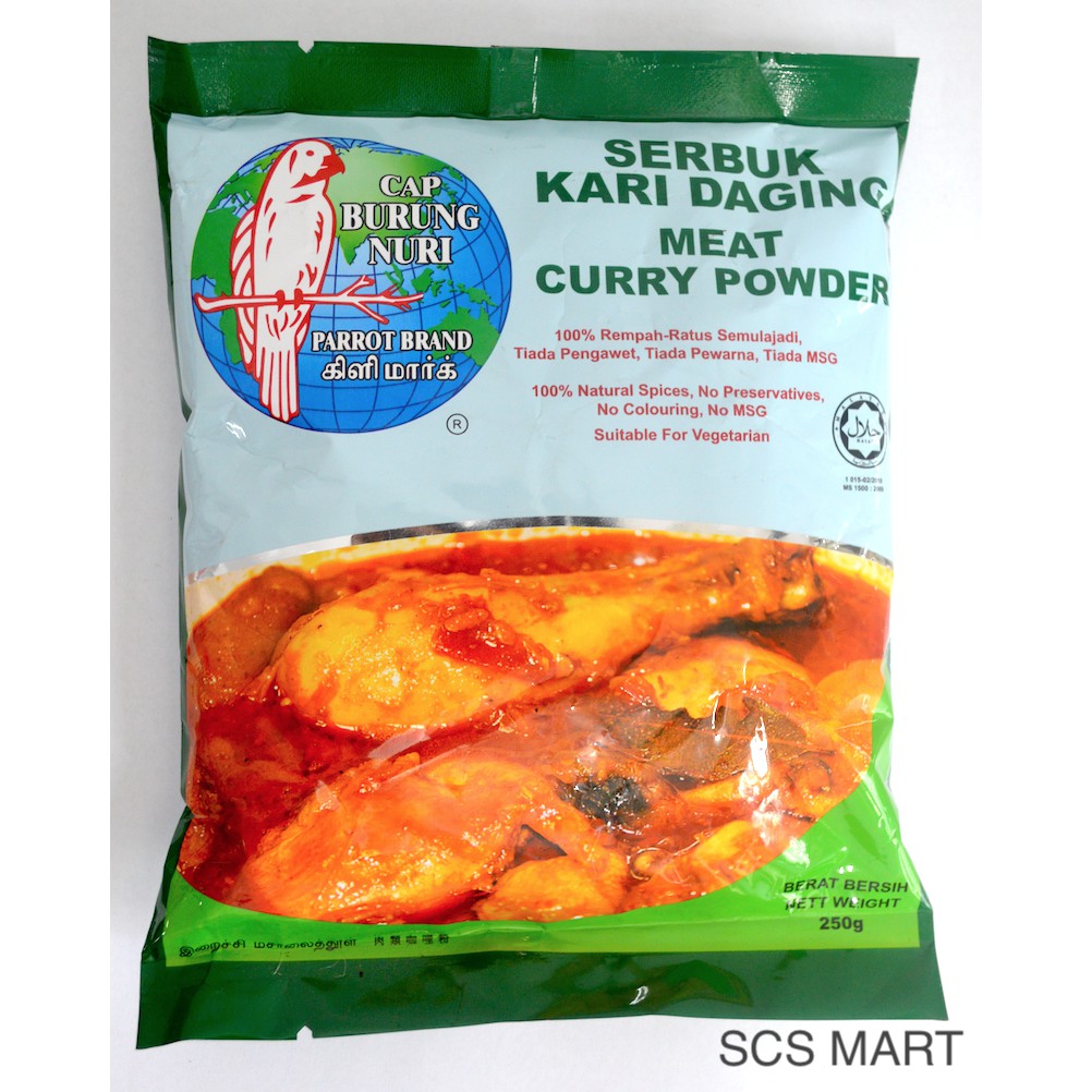 Parrot Brand Meat Curry Powder 250g Serbuk Kari Daging Cap Burung Nuri ...
